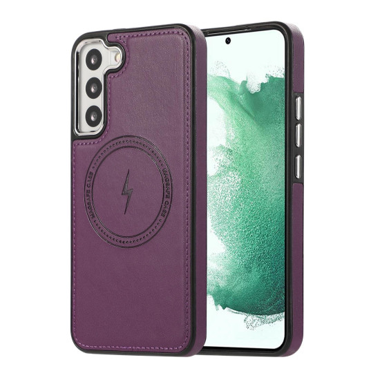 For Samsung Galaxy S23+ 5G Side Leather Magsafe Phone Case(Dark Purple)`
